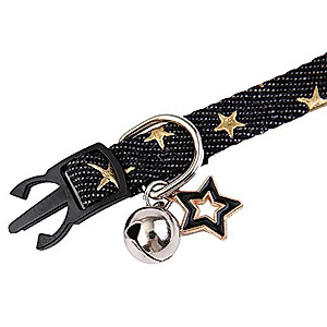 Star Charm Studded Cat Collar Breakaway with Bell,Black Puppy Collars for Small Dogs