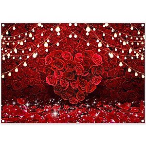 YCUCUEI 7x5ft Red Rose Photography Backdrop Floral Wall Valentine's Day Wedding Bridal Mother's Day Birthday Party Decoration Photo Booth Studio Props