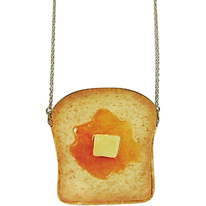 QZUnique Women's Cute Toast Shaped Purse Metal Chain Handbag Wallet Crossbody Satch Bag