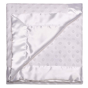 Baby Starters Textured Dot Blanket with Satin Trim, White 30" x 40"
