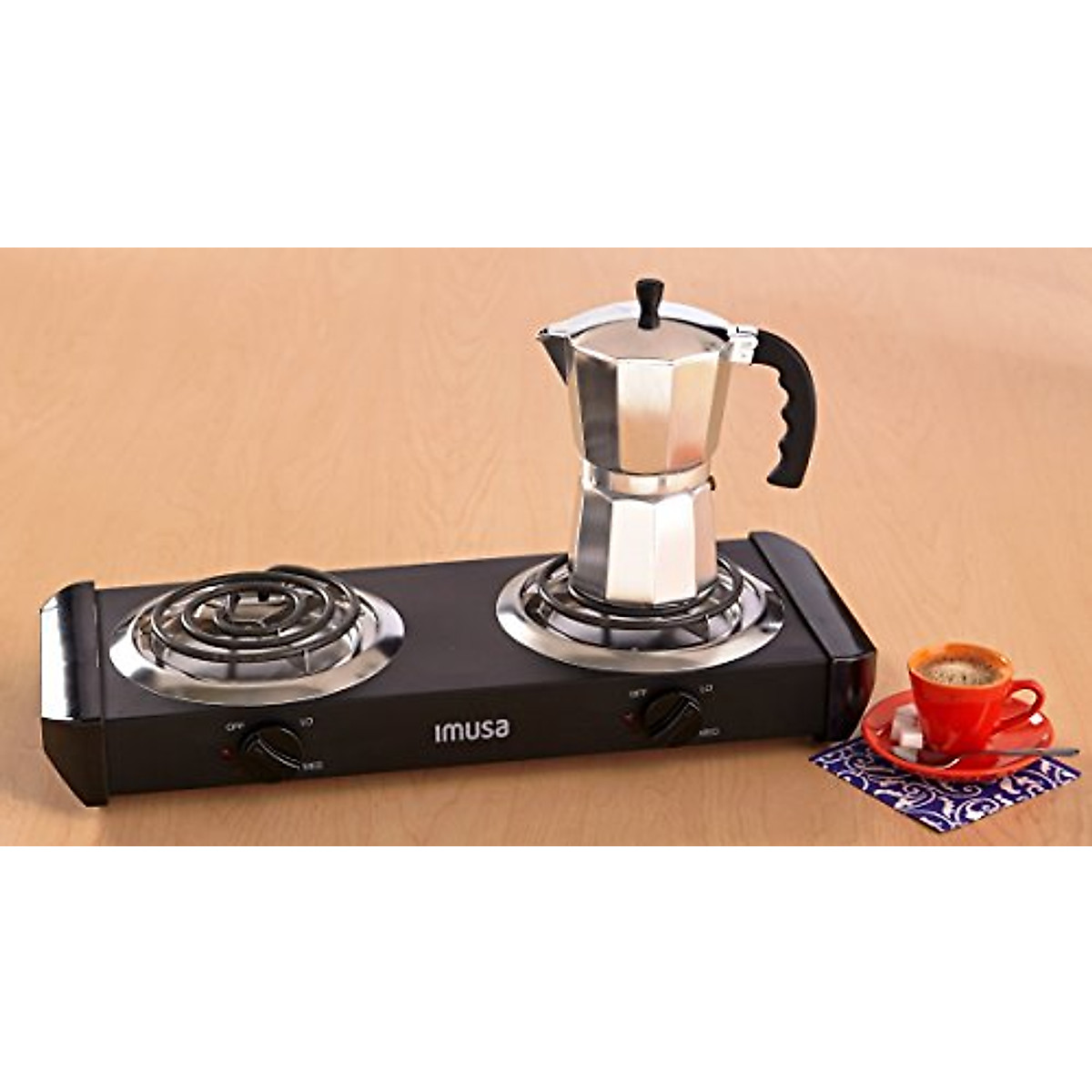 IMUSA USA GAU-80306 Electric Double Burner 1750-Watts , Black