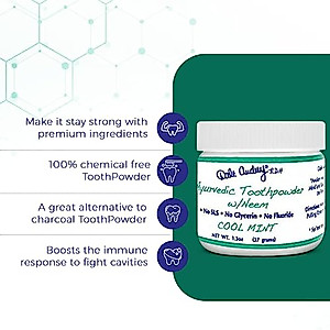 Dale Audrey Ayurvedic Remineralizing Toothpowder for Sensitive Teeth | Refreshing Cool Mint Flavor Teeth Whitening and Fresh Breath | Natural Tooth Powder for Gums and Bad Breath (1.3 Oz)