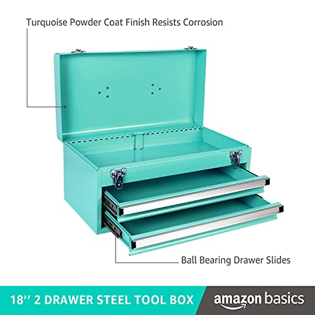 Amazon Basics 2-Drawer Steel Organization Chest - Turquoise Powder Coated Finish
