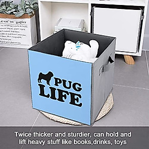 Pug-Life Collapsible Storage Bins Cubes Organizer Trendy Fabric Storage Boxes Inserts Cube Drawers 11 Inch