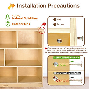wingyz Wooden Storage Cabinet, 8-Section Kids Toy Storage Organizer, Spacious Montessori Kids Bookshelf, Toy Shelf Storage Organizer for Playroom Bedroom Classroom Nursery Study Room Living Room