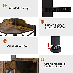 JKsmart Corner Bar Cabinet with LED Lights, 5-Tier Industrial Wine Bar Cabinet with Glass Holder, Farmhouse Liquor Cabinet with Shelf and Door, Home Bar for Coffee Bar Cabinet, Rustic Brown