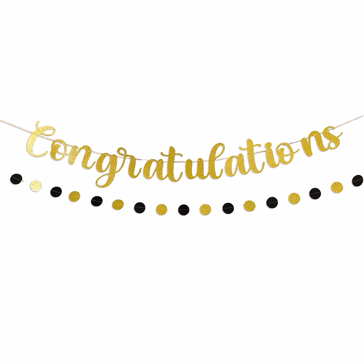 Congratulations Banner Gold Glitter Congrats Banner Pre-Strung Graduation Banner Congrats Sign Graduation Garland for Congratulations Decorations Promotion Decorations Celebration Decorations