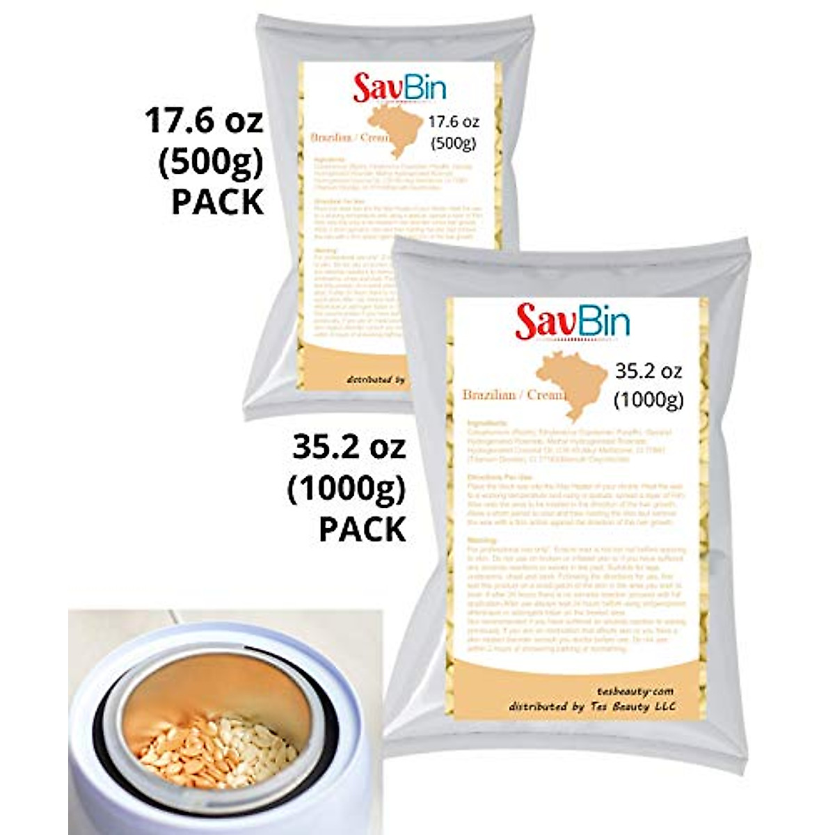 SAVBIN Brazilian Creme Hard Wax Beans (Brazilian Creme - 2.2 LBS (1000 grams))