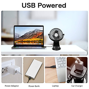 SkyGenius Battery Operated Clip On Baby Stroller Fan (Black)