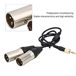 Audio Cable, 3.5mm Stereo Aux Jack Adapter Dual XLR Audio Output Cable, Universal Connecting Cable Microphone Cable, Compatible for COMICA WM200A,WM300A,WM100 PLUS