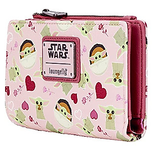 Loungefly Star Wars Baby Yoda Pink All Over Print Faux Leather Wallet