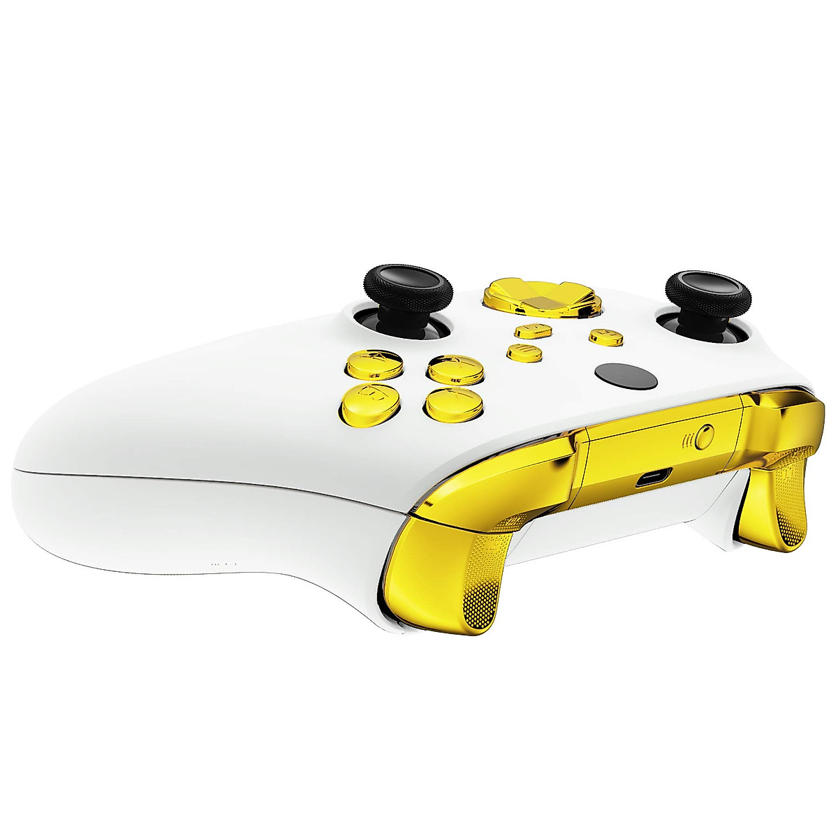 eXtremeRate Replacement Buttons for Xbox Core Wireless Controller, Chrome Gold Glossy Custom LB RB LT RT Bumpers Trigers Dpad ABXY Start Back Sync Share Keys Parts for Xbox Series X & S Controller