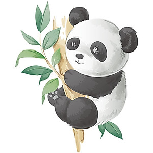 Panda and Tree Branch Wall Decals,Peel and Stick Animal Wall Stickers for Kids Children Bedroom Nursery Home Decor(15.3x18.9)