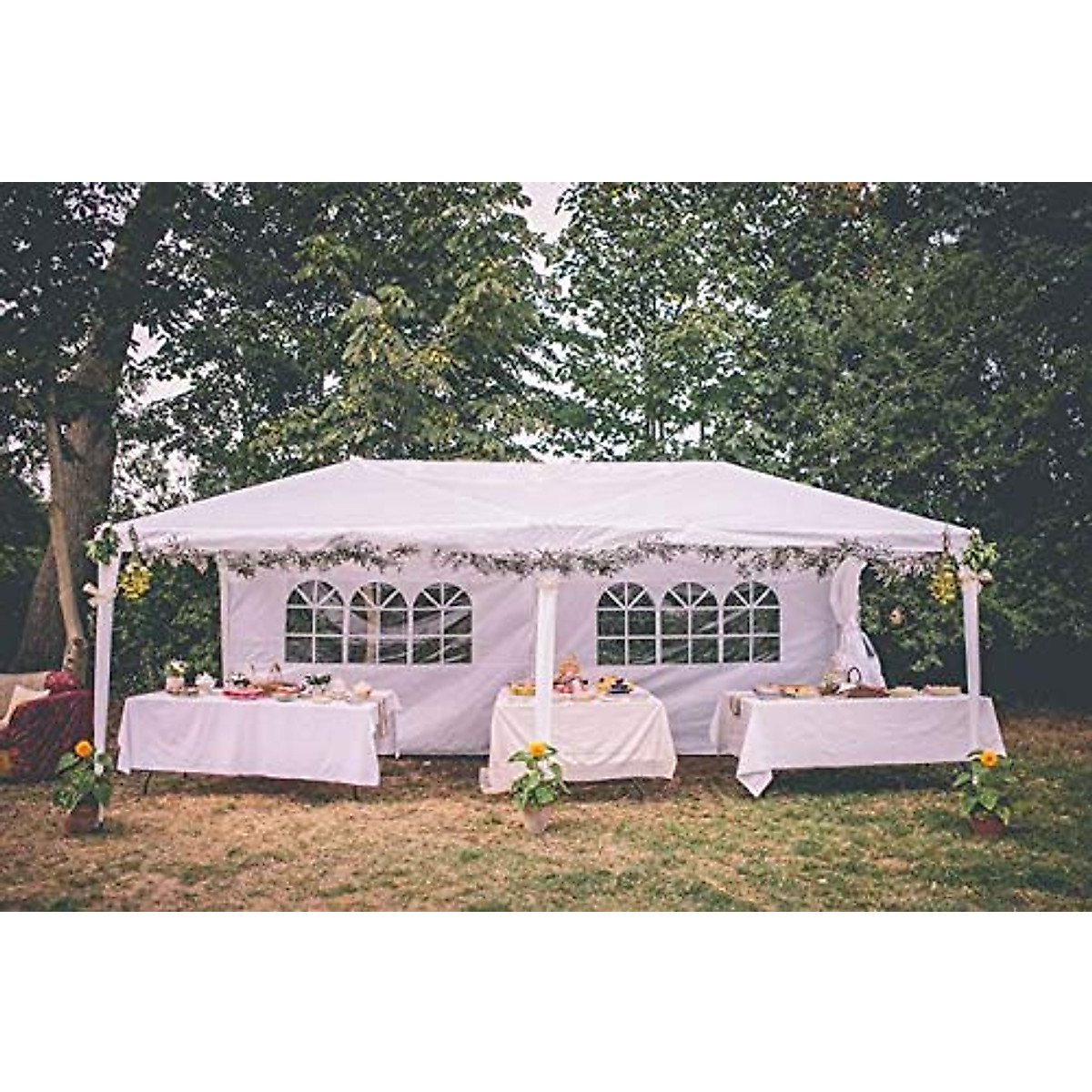 Peaktop Outdoor 10'x20' Heavy Duty Canopy Gazebo Outdoor Party Wedding Tent Pavilion with 4 Removable Side Walls