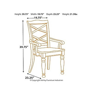 Signature Design by Ashley Porter Traditional Hand Finished Rustic Dining Arm Chair, Set of 2, Brown