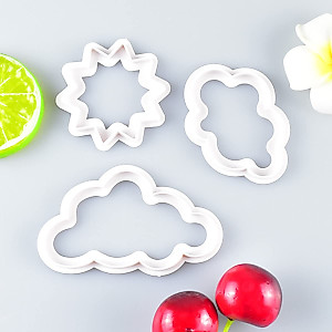 Serduobi 10 Pcs Cloud Cookie Cutters Cloud Cutters Set Sun Baking Molding Grass Cake Decorating Mini Sun Cutters for DIY Cake Fondant Decorating