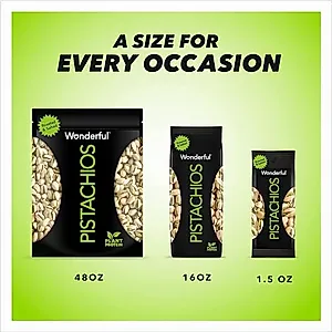 Wonderful Pistachios In Shell, Roasted and Salted Nuts, 48 Ounce Resealable Bag - Healthy Snack, Protein Snack, Pantry Staple