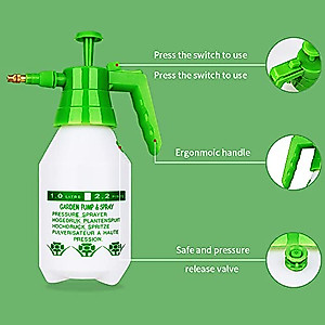Munyonyo Garden Pump Sprayer,68oz/34oz Hand-held Pressure Sprayer Bottle for Lawn with Safety Value&Adjustable Nozzle, for Watering,Spraying Weeds,Home Cleaning and Car Washing,0.5 Gallon