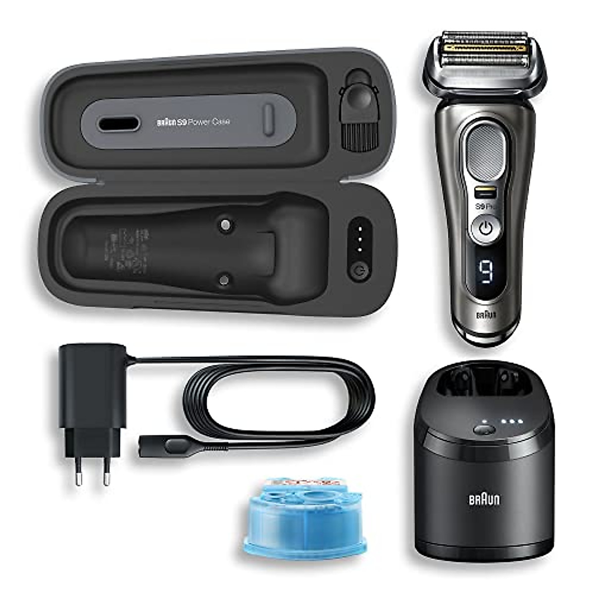 Braun 9475cc Series 9 Pro Premium Shaver with 4+1 Shaving Head, Electric Shaver & ProLift Trimmer, PowerCase, Wet & Dry, Grey