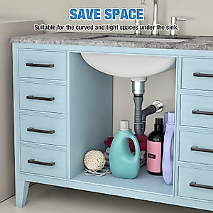 NiHome Expandable Flexible 1 1/2" or 1 1/4" P-Trap Pipe for Single Kitchen Sink, with Adapter Sealing Ring Tape Drain Tubing Pipe Kit for Kitchen Sink Drain & Garbage Disposal (Grey)