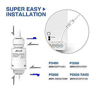 Frizzlife PRV3 Water Filter Pressure Regulator Protection Valve For Reverse Osmosis & Water Filter System, 60PSI, 3/8” Quick Connect Push Fit