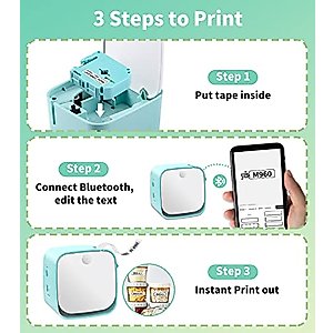 Vixic Label Maker with Tape, M960 Bluetooth Label Maker Machine, Small Mini Portable Label Makers Multiple Templates Font Icon for Home School Office Organization, Inkless Rechargeable,Green