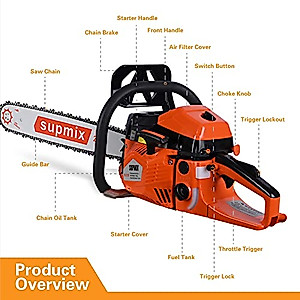Gas Chainsaw 62CC Power Chain Saw 20 Inch Guide Board Chain saws 2-Cycle Gasoline Handheld Cordless Petrol Chain Saws for Trees Gas Powered Farm, Ranch and Garden Tools