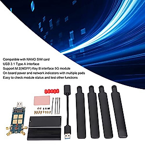 5G Module to USB Adapter, SIM Card Slot PCB Material NGFF M.2 to USB 5G Adapter Supports 3G 4G 5G Wide Applicability with Antenna for Computer