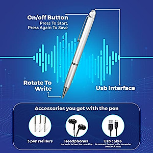 Audio Recording Voice Recording Device - Audio Recordings - 1 Click Operation - Portable USB Playback - 16GB Storage - 400 Hours of Audio - Voice Recorder for Lectures and Meetings