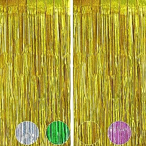 Gold Foil Fringe Curtains Tinsel Backdrop Birthday Decorations, 3.28 * 8.2ft, Photo Booth Props Gold Sparkle Party Suppliers for Engagement, Bachelorette Party, Christmas, New Year
