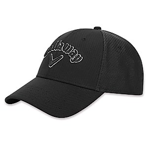 Callaway mens Callaway Golf Hat Mesh Fitted Small Medium Black Black Charcoal Headwear , Black/Black/Charcoal, Small-Medium