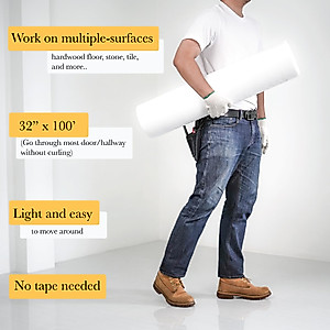 PAD 'N PROTECT Temporary Floor Protection 32in x 100ft (266.67 sqft.) Anti Slip/Pull, Paint/Waterproof, Reusable, Easy Applied with No Residue. Perfect for Construction, Movie Production, Etc.