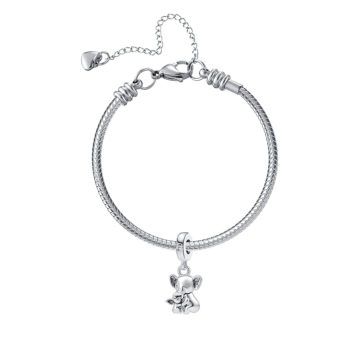 MZC Jewelry Elephant Charm for Pandora Bracelets Mother Daughter Bead for Women