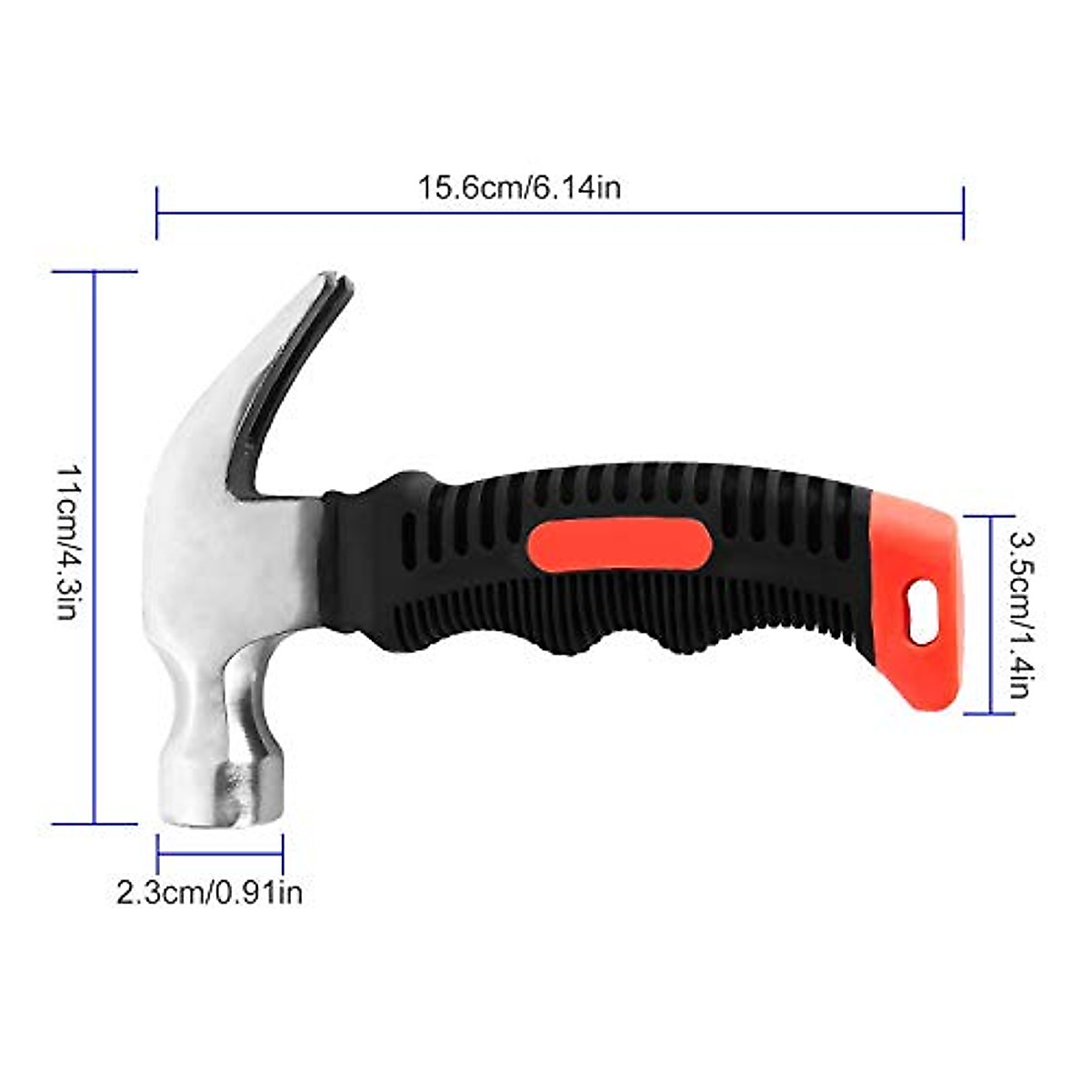 LISHINE 8 Oz Stubby Claw Hammer, 4 Pack Small Claw Hammer with Mini Handle, Nail Hammer Tools, Small Hammer for Household Work and Outdoor Camping