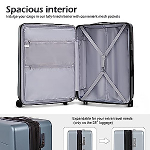 Coolife Luggage Suitcase Piece Set Carry On ABS+PC Spinner Trolley with pocket Compartment Weekend Bag (White, 20in(carry on))