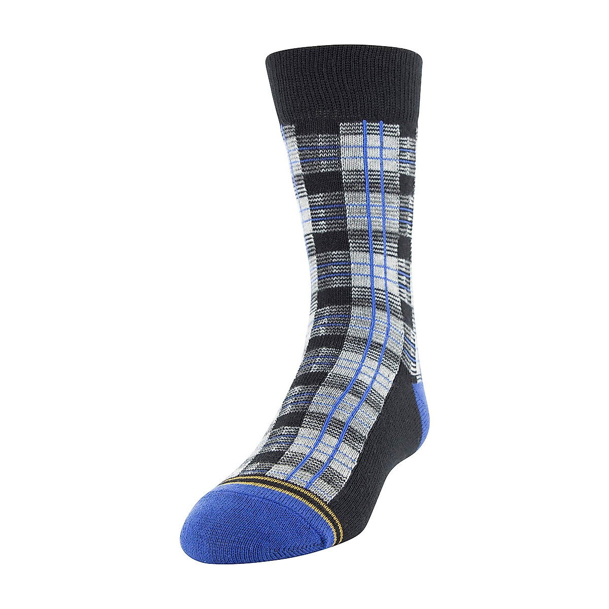 Gold Toe Boys Total Package Crew Socks, 6-Pairs, Black/Royal/Grey, Youth Large