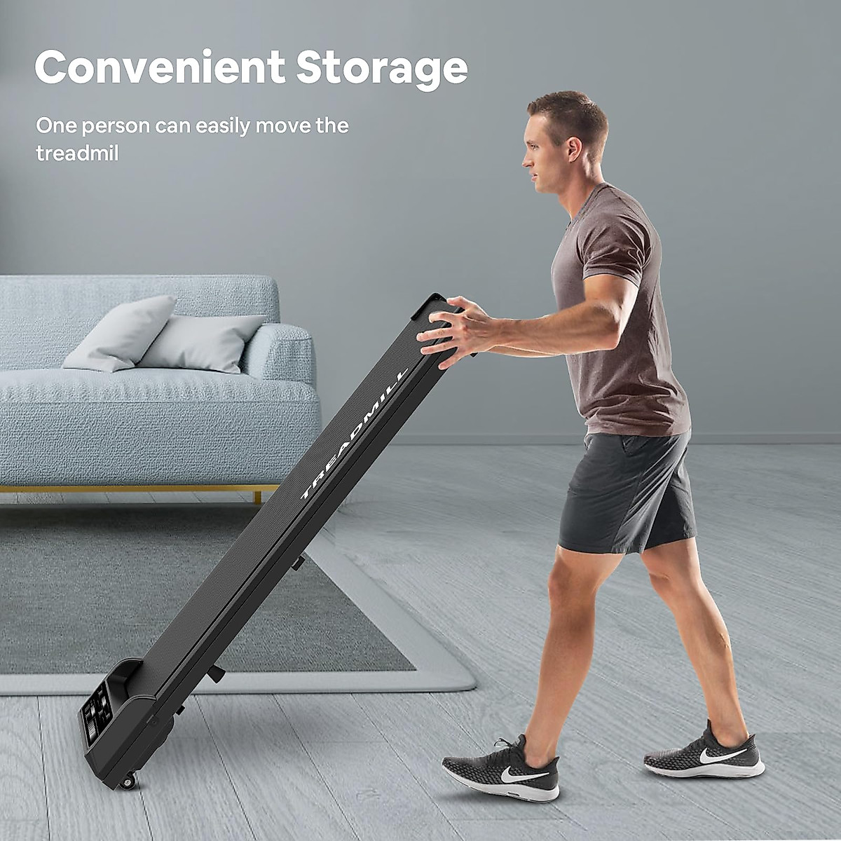 Walking Pad Treadmill Under Desk with 265lbs Capacity, Portable Treadmill for Home Office with Remote Control, 2.25HP Walking Treadmill for Walking and Jogging