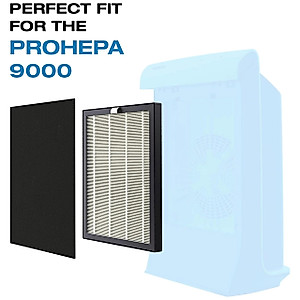 VEVA 9000 Premium HEPA Replacement Filter 2 Pack Including 4 Carbon Pre Filters Compatible with VEVA ProHEPA 9000 Air Purifier