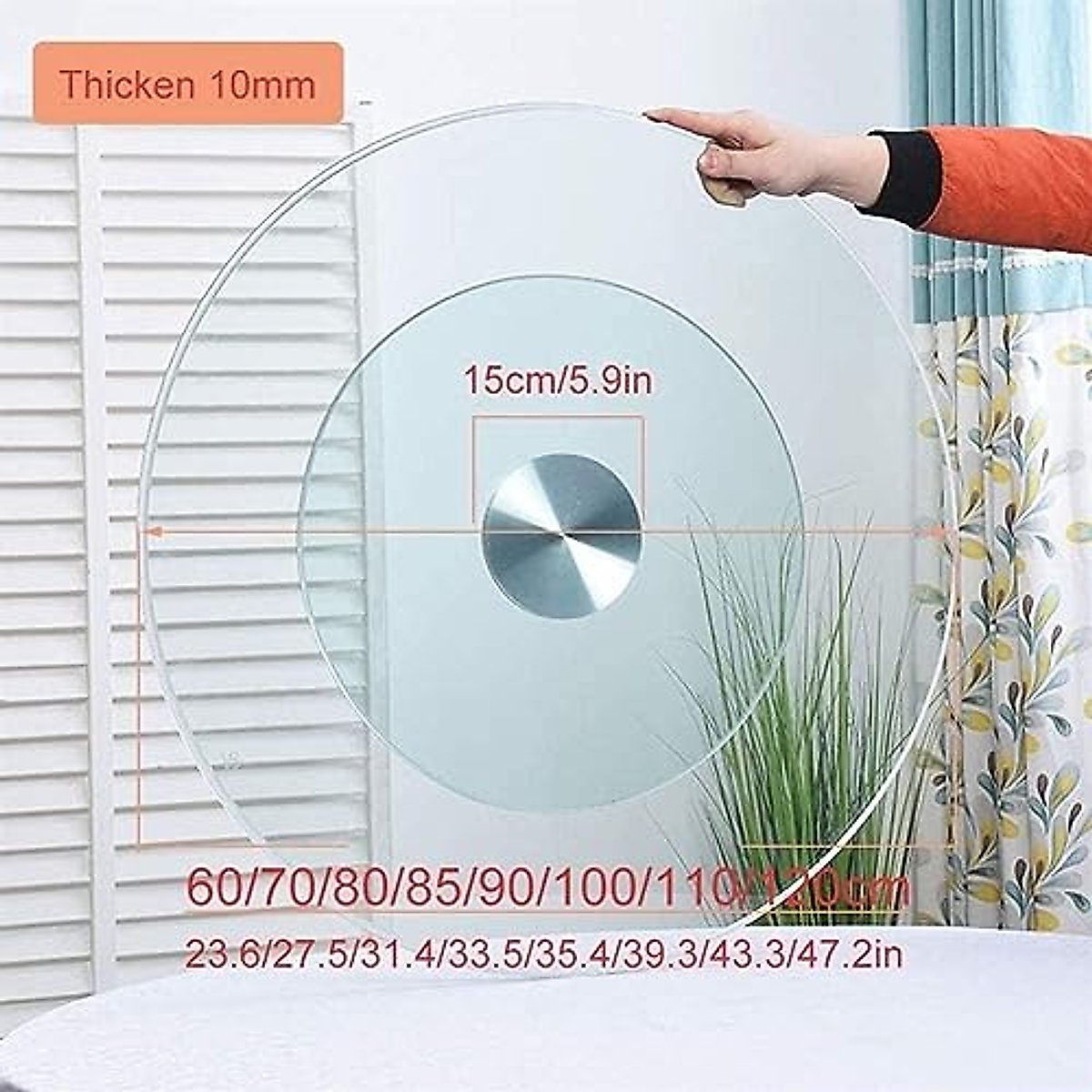 Lazy Susans Turntable Tempered Glass Lazy Susan Turntable， Round Clear Serving Plate Rotating Stand Kitchen Dining Table Tray Tabletop Organizer Spices Storage Holder (Size : 60cm/23.6)
