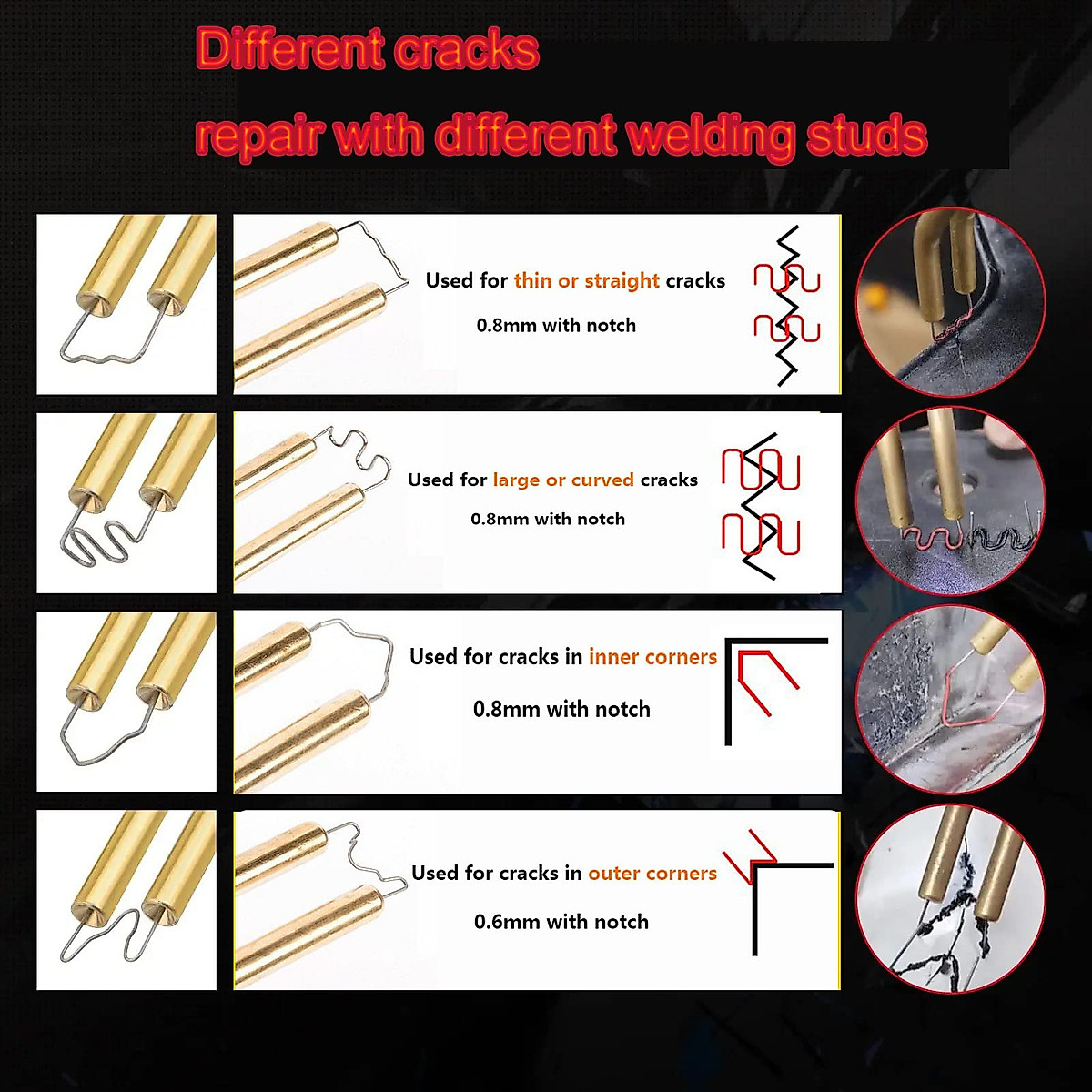 Plastic Welding Machine Car Bumper Repair Kit, 70W Plastic Welder Hot Stapler Welding Gun with Outside Corner/Inside Corner/Flat/Wave Staples