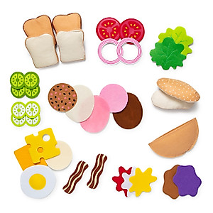 Melissa & Doug Felt Food Sandwich Play Food Set (33 pcs) - Felt Sandwich Play Set For Kids Kitchen, Pretend Play Sandwich, Felt Sandwich Toy For Toddlers Kids Ages 2+,Orange
