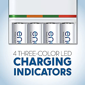 Panasonic BQ-CC55SBA Advanced eneloop Individual Rechargeable Battery 3 Hour Quick Charger with 4 LED Color Charge Indicator Lights