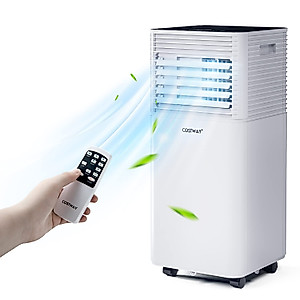 COSTWAY Portable Air Conditioner, 8000BTU Ac Unit Spaces up to 230sq.ft, with Remote Control, 24H Timer & Window Venting Kit, Sleep Mode, Suitable for Bedroom, Living Room, Office (8000BTU, Black)