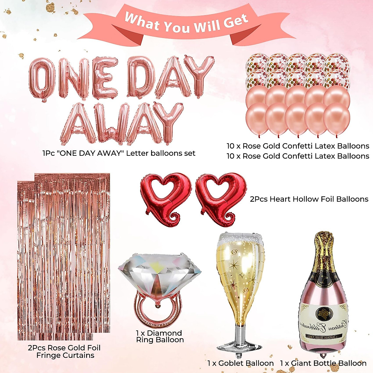 One Day Away Rehearsal Dinner Decorations Wedding Rehearsal Dinner Decorations One Day Away Balloons Banner The Night Before Wedding Rehearsal Decorations Bridal Shower Engagement Wedding Rehearsal