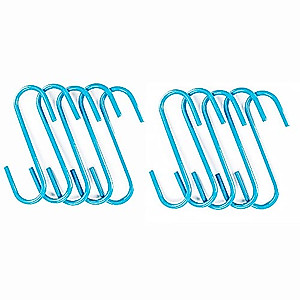 Soarhover 10 Pack S Shape Finish Steel Hanging Hooks for Kitchenware, Pots, Utensils, Plants, Towels, Gardening Tools, Clothes (Blue)