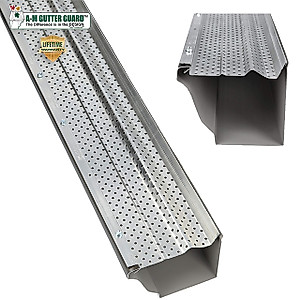 A-M Gutter Guard - Aluminum 5" (100 Feet, Mill Finish) with 100-1/2" #8 Stainless Steel Zip Screws - Includes 1/4" Magnetic Hex Driver