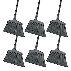 Libman Commercial 1115 Wide Commercial Angle Broom, Steel Handle, 15" Wide, Black Handle (Pack of 6)
