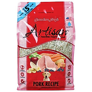 Grandma Lucy's Artisan Dog Food, Grain Free and Freeze-Dried - Artisan Pork, 3Lb Bag