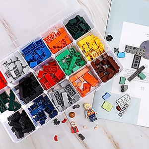 SGHUO 3 Pack 15 Grids Plastic Organizer Box for Washi Tape, Clear Crafts and Jewelry Storage Box with Adjustable Dividers