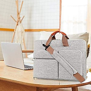 Lacdo 360° Protective Laptop Shoulder Bag Sleeve Case for 13 Inch New MacBook Air M2/M1 2022-2010 | 13 Inch New MacBook Pro M2/M1 2022-2012 | Surface Book 3 2 | 13" HP Acer ASUS Lenovo Computer, Gray